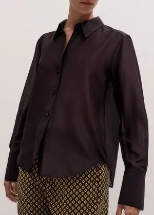 ME+EM Silk Cotton Cloud Shirt With Front Tie Detail