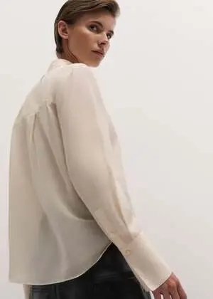 ME+EM Silk Cotton Cloud Layering Shirt With Neck Tie Detail