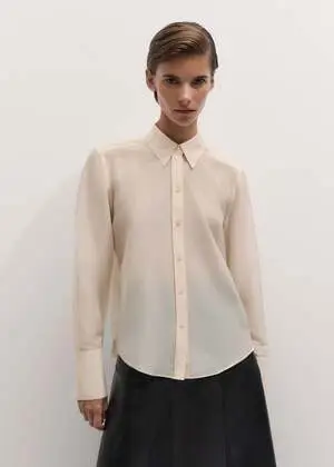 ME+EM Silk Cotton Cloud Layering Shirt With Neck Tie Detail