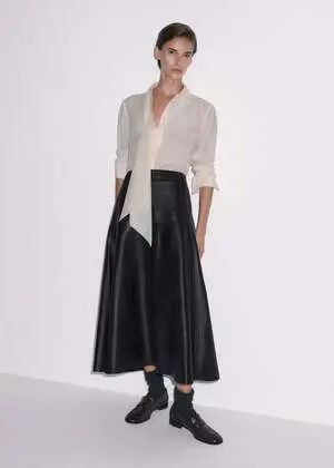 ME+EM Silk Cotton Cloud Layering Shirt With Neck Tie Detail
