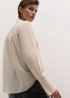 ME+EM Silk Cotton Cloud Layering Shirt With Neck Tie Detail