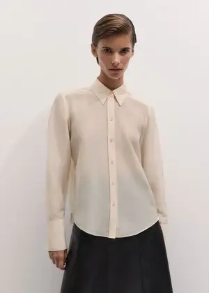 ME+EM Silk Cotton Cloud Layering Shirt With Neck Tie Detail
