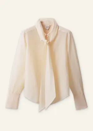 ME+EM Silk Cotton Cloud Layering Shirt With Neck Tie Detail