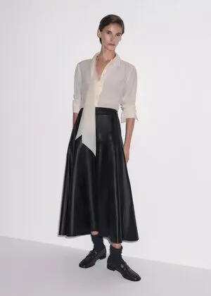 ME+EM Silk Cotton Cloud Layering Shirt With Neck Tie Detail