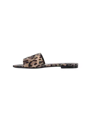Dolce & Gabbana Leopard Print Logo Slides - Multi