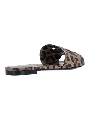 Dolce & Gabbana Leopard Print Logo Slides - Multi