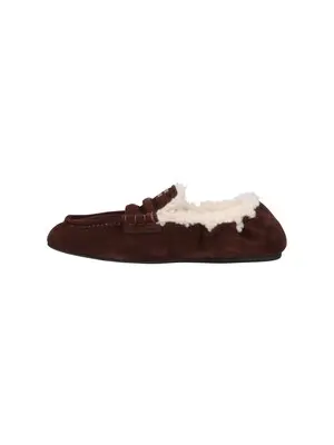 Miu Miu Suede And Shearling Loafers