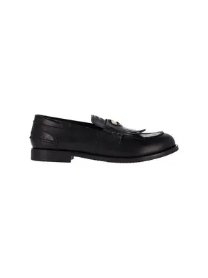 Miu Miu Leather Loafers With Gold Metal Detail