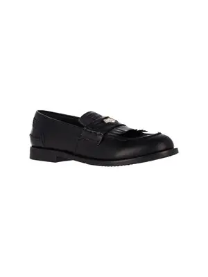 Miu Miu Leather Loafers With Gold Metal Detail