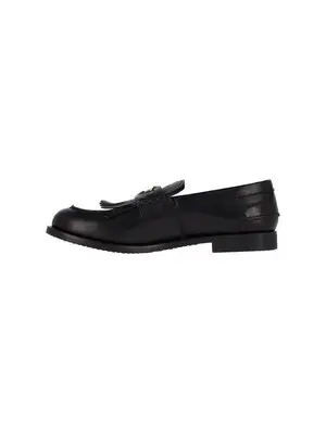 Miu Miu Leather Loafers With Gold Metal Detail