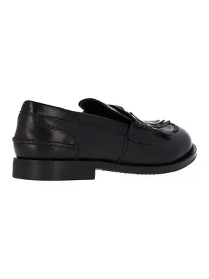Miu Miu Leather Loafers With Gold Metal Detail