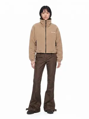 Miu Miu Technical Fabric Flared Pants - Brown