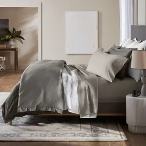 BOLL & BRANCH Signature Organic Cotton Hemmed Sheet Set, Twin Xl - Pewter