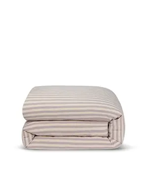 PIGLET IN BED Pembroke Stripe Linen Blend Duvet Cover, King - Elderberry