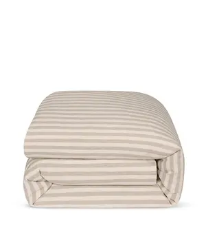 PIGLET IN BED Pembroke Stripe Linen Blend Duvet Cover, King - Oatmeal