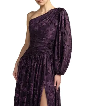 Mac Duggal One Shoulder Burnout Velvet Gown