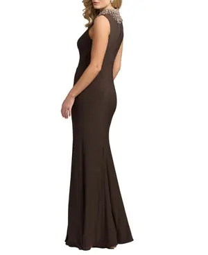 Mac Duggal Sleeveless Rhinestone Embellished High Neck Gown