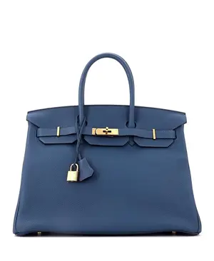 Hermès Birkin 35 Togo Leather Gold Hardware Satchel - Deep Blue