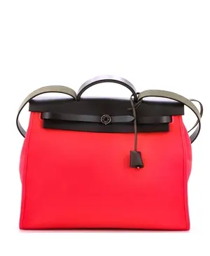Hermès 39 Herbag Zip Leather And Toile - Pink