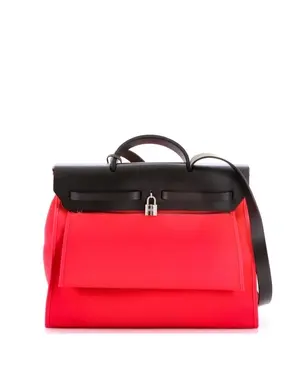 Hermès 39 Herbag Zip Leather And Toile - Pink