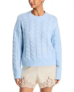 Aqua Nola Cable Knit Crewneck Sweater Exclusive - Blue