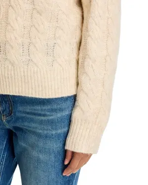 Aqua Nola Cable Knit Crewneck Sweater Exclusive - Fawn