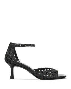 Sam Edelman Woven Heeled Sandals With Ankle Strap