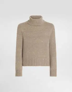 Dolce & Gabbana Knit Turtleneck With Sequins - Beige