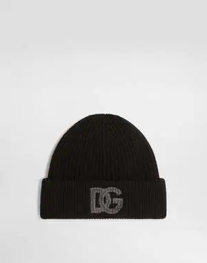Dolce & Gabbana Virgin Wool Hat With Logo - Black