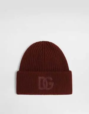 Dolce & Gabbana Virgin Wool Hat With Logo - Bordeaux