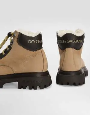 Dolce & Gabbana Nubuck And Calfskin Lace-up Boots