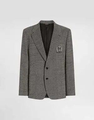 Dolce & Gabbana Portofino Single-breasted Jacket In Birdseye Wool - Multicolor
