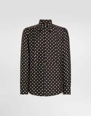 Dolce & Gabbana Polka Dot-print Silk Twill Gold Shirt - Multicolor