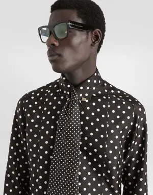 Dolce & Gabbana Polka Dot-print Silk Twill Gold Shirt - Multicolor