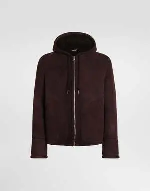 Dolce & Gabbana Suede Shearling Hooded Jacket
