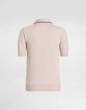 Dolce & Gabbana Short Sleeve Polo Shirt With Embellished Collar