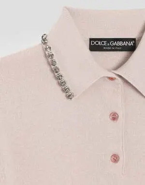 Dolce & Gabbana Short Sleeve Polo Shirt With Embellished Collar
