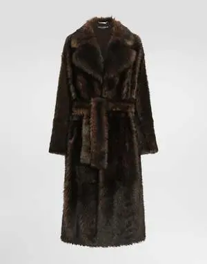 Dolce & Gabbana Single-breasted Shearling Coat - Brown