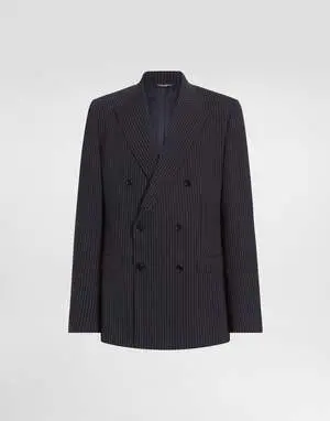 Dolce & Gabbana Martini Light Double-breasted Pinstriped Wool Jacket - Multicolor