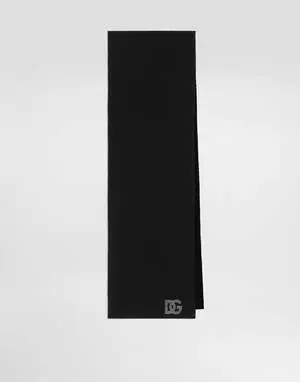 Dolce & Gabbana Virgin Wool Scarf With Logo - Black