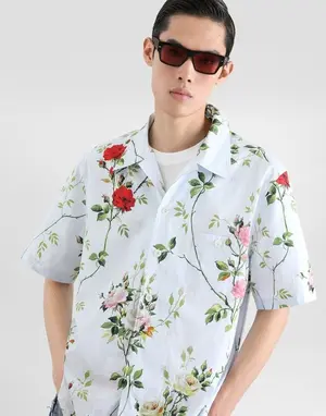 Dolce & Gabbana Rose-print Poplin Hawaii Shirt