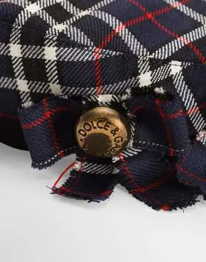 Dolce & Gabbana Tartan Beret With Bows And Logo Button