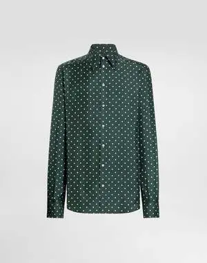 Dolce & Gabbana Polka Dot-print Silk Twill Martini Shirt - Multicolor