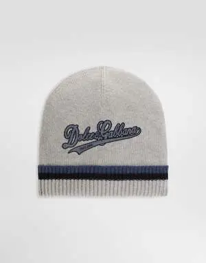 Dolce & Gabbana Knit Hat With Logo - Beige