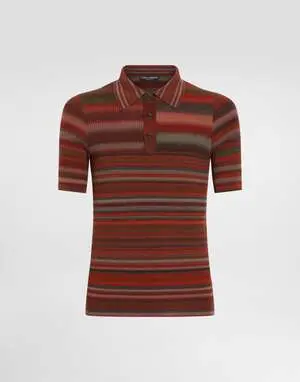 Dolce & Gabbana Striped Wool Polo Shirt - Red