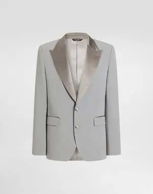 Dolce & Gabbana Sicilia Light Single-breasted Micro-rib Tuxedo Jacket - Grey