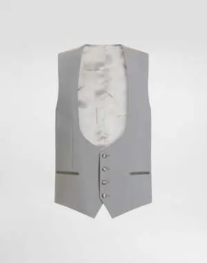 Dolce & Gabbana Micro-rib Tuxedo Vest - Grey