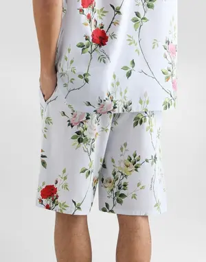 Dolce & Gabbana Rose-print Poplin Bermuda Shorts