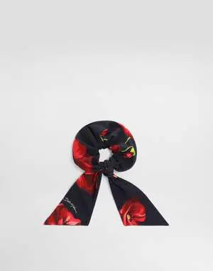 Dolce & Gabbana Poppy-print Interlock Scrunchie