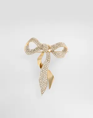 Dolce & Gabbana Bow Brooch With Rhinestones - Gold